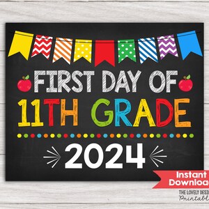 First Day of 11th Grade Sign 8x10 INSTANT DOWNLOAD Photo Prop First Day ...