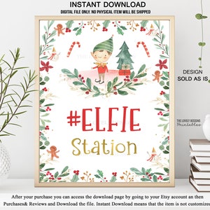 Elfie Station Sign Christmas Winter Elf Boy Birthday Party Sign Elf ...