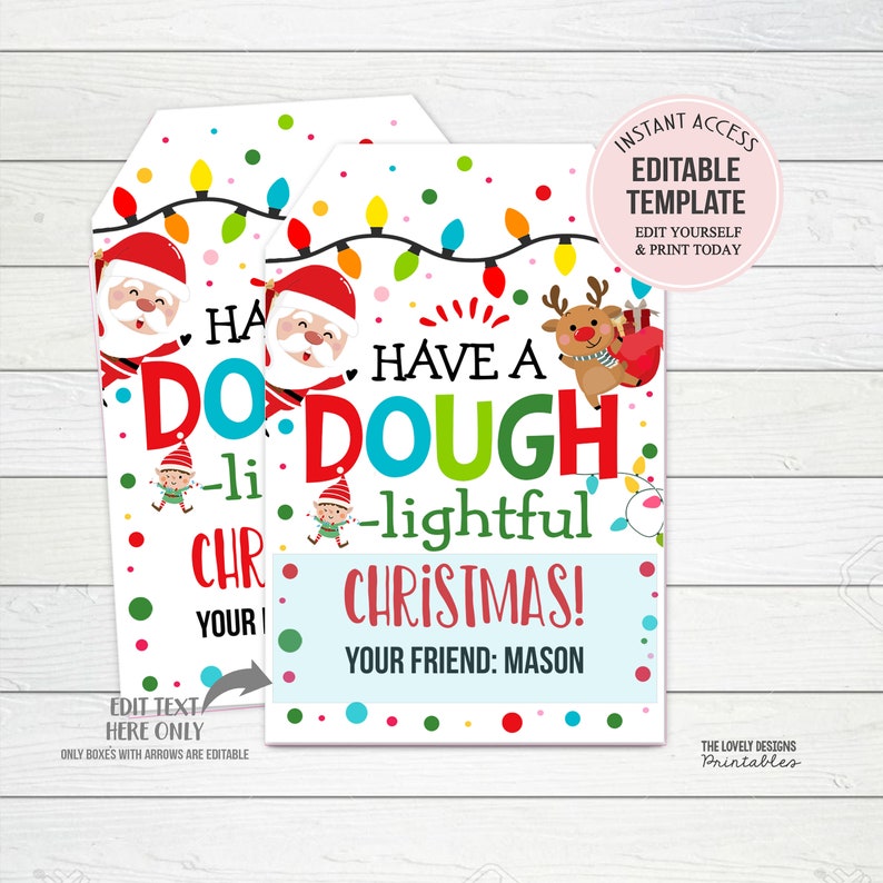 Christmas Gift Tags, Have a Dough-lightful Christmas Printable Holiday ...