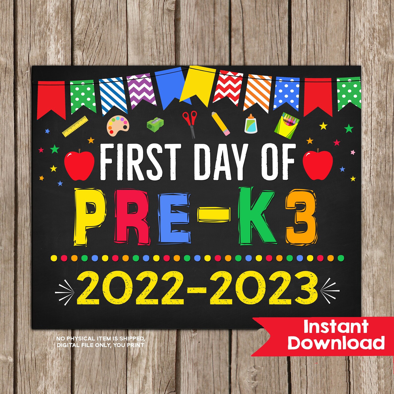 First Day of PRE K3 Sign Printable INSTANT DOWNLOAD Photo - Etsy