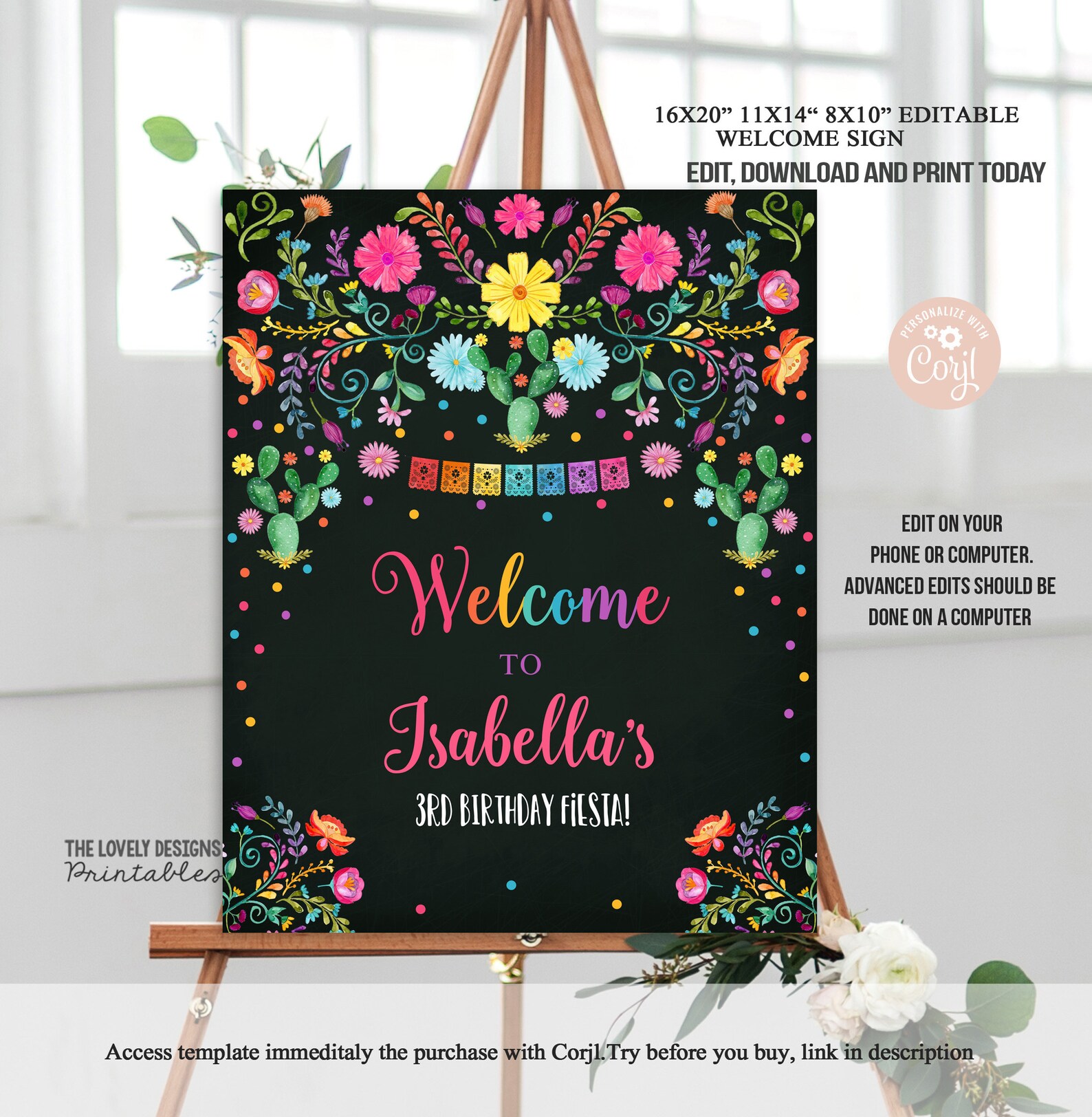 EDITABLE Fiesta Welcome Sign Fiesta Birthday Chalkboard Sign Fiesta ...