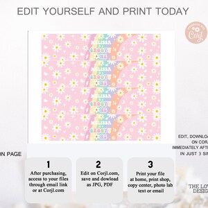 EDITABLE Daisy Groovy One Bottle Label Groovy 1st Birthday Rainbow Pink ...