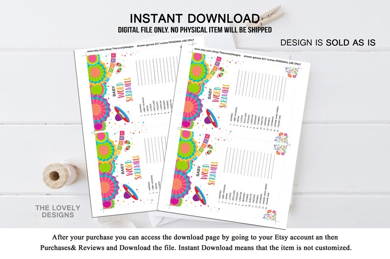 Fiesta Baby Word Scramble Game Fiesta Baby Shower Game Printable ...