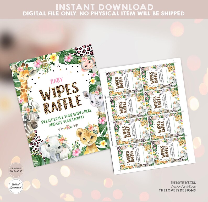 Leopard Print Baby Wipes Raffle Sign & Tickets (digital Download) - Etsy