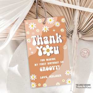 Editable Groovy Favor Tag Groovy Birthday Tag Daisy Groovy Gift Tag ...