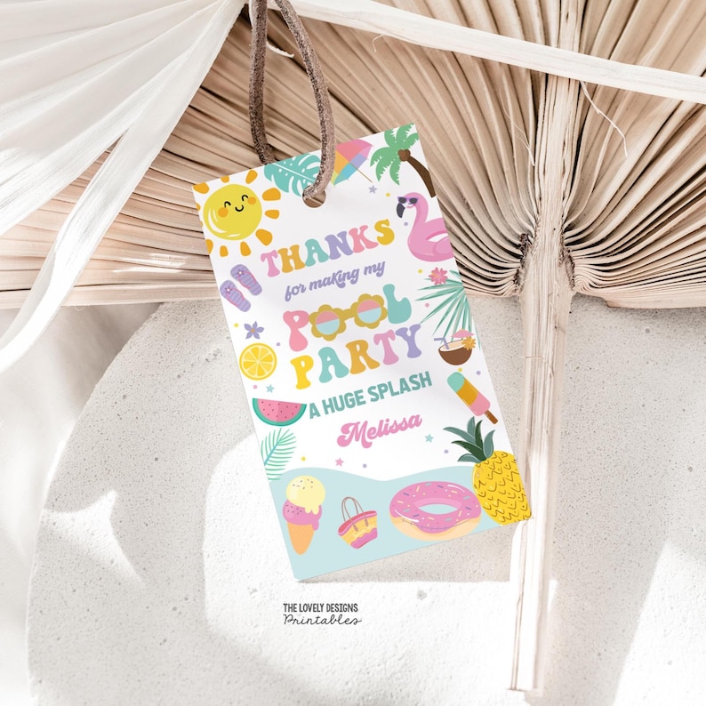 Editable Pool Party Tags Splish Splash Pool Birthday Tag Printable ...