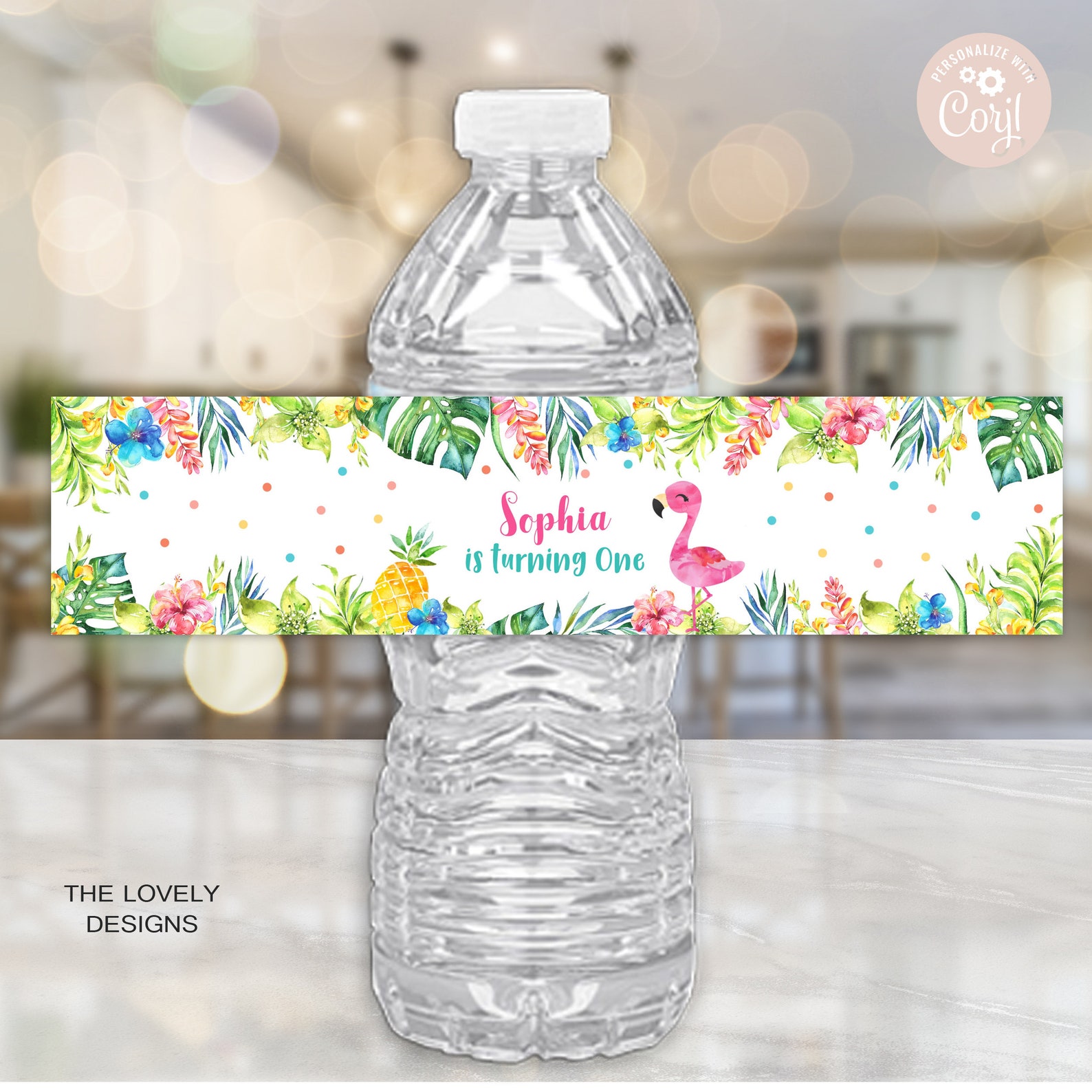 Editable Flamingo Bottle Label Flamingo Girl Birthday Party Flamingo ...