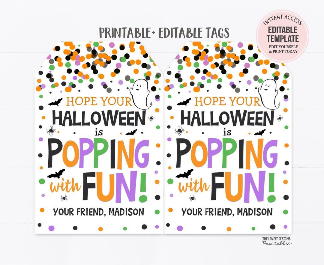 Halloween Popping With Fun Tag, Halloween Pop Gift Tag Fidget Toy ...