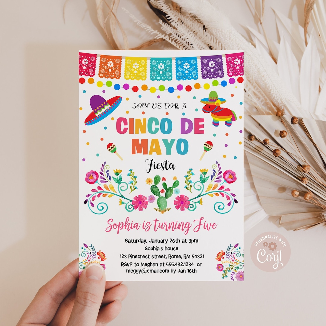 Cinco De Mayo Invitation, EDITABLE Cinco De Mayo Fiesta Invitation ...