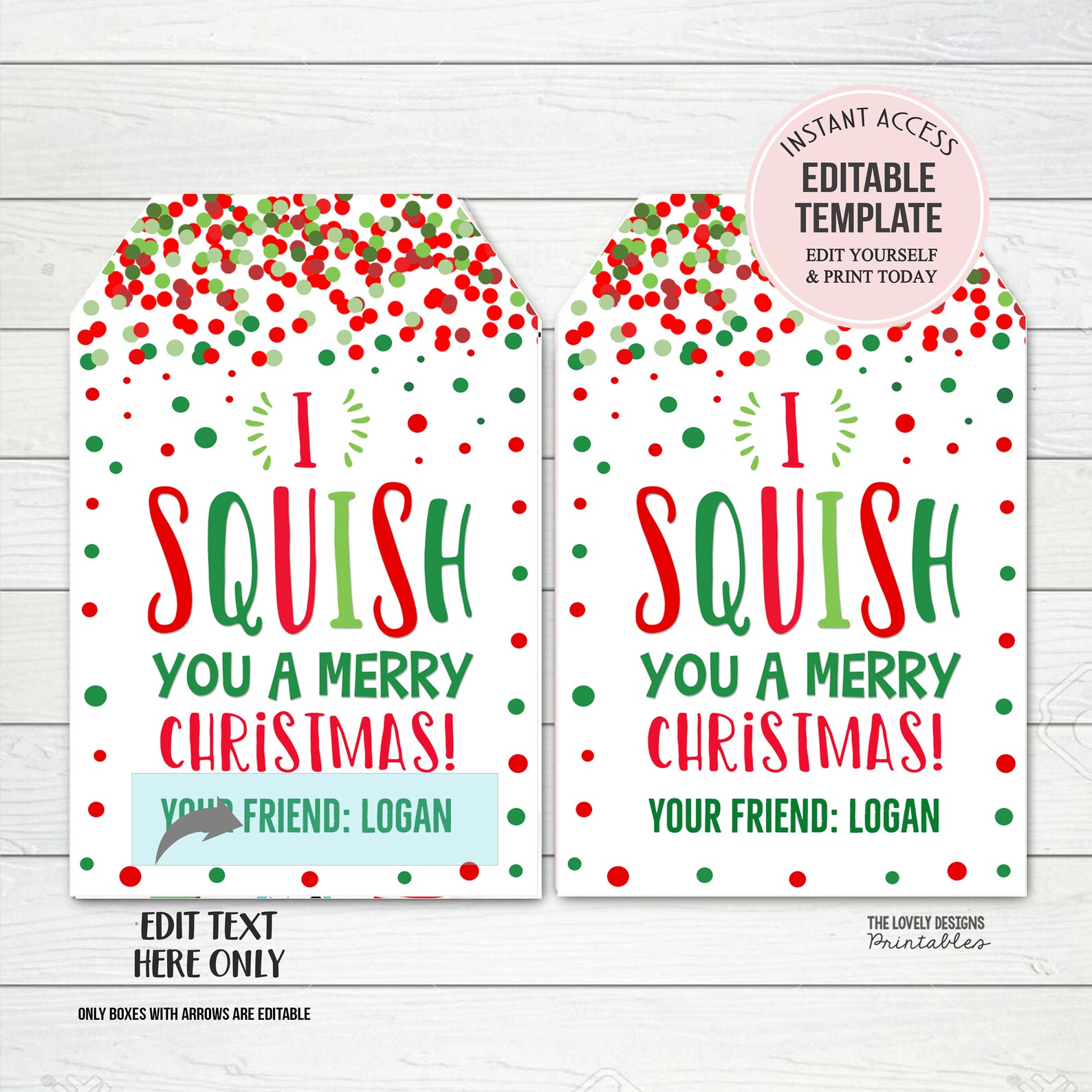 Christmas Squishies Gift Tag Squish You a Merry Christmas Tag Squishee ...
