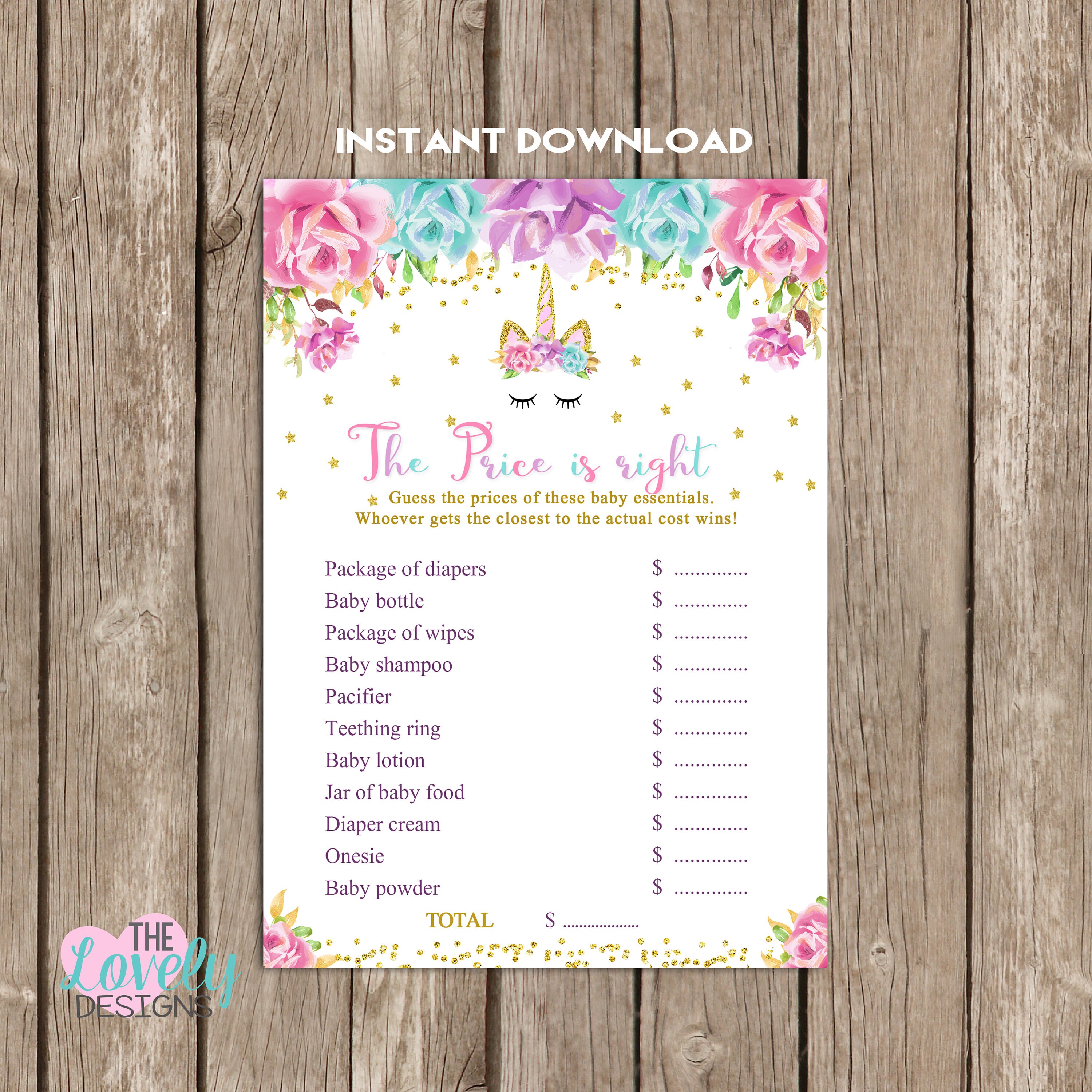 Unicorn Baby Shower Games Package, Unicorn Games Printable, Floral Baby ...