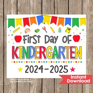 First Day of Kindergarten Sign Printable Back to School Sign Poster ...