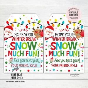 Hope Your Winter Break is Snow Much Fun Tag From Teacher Student ...