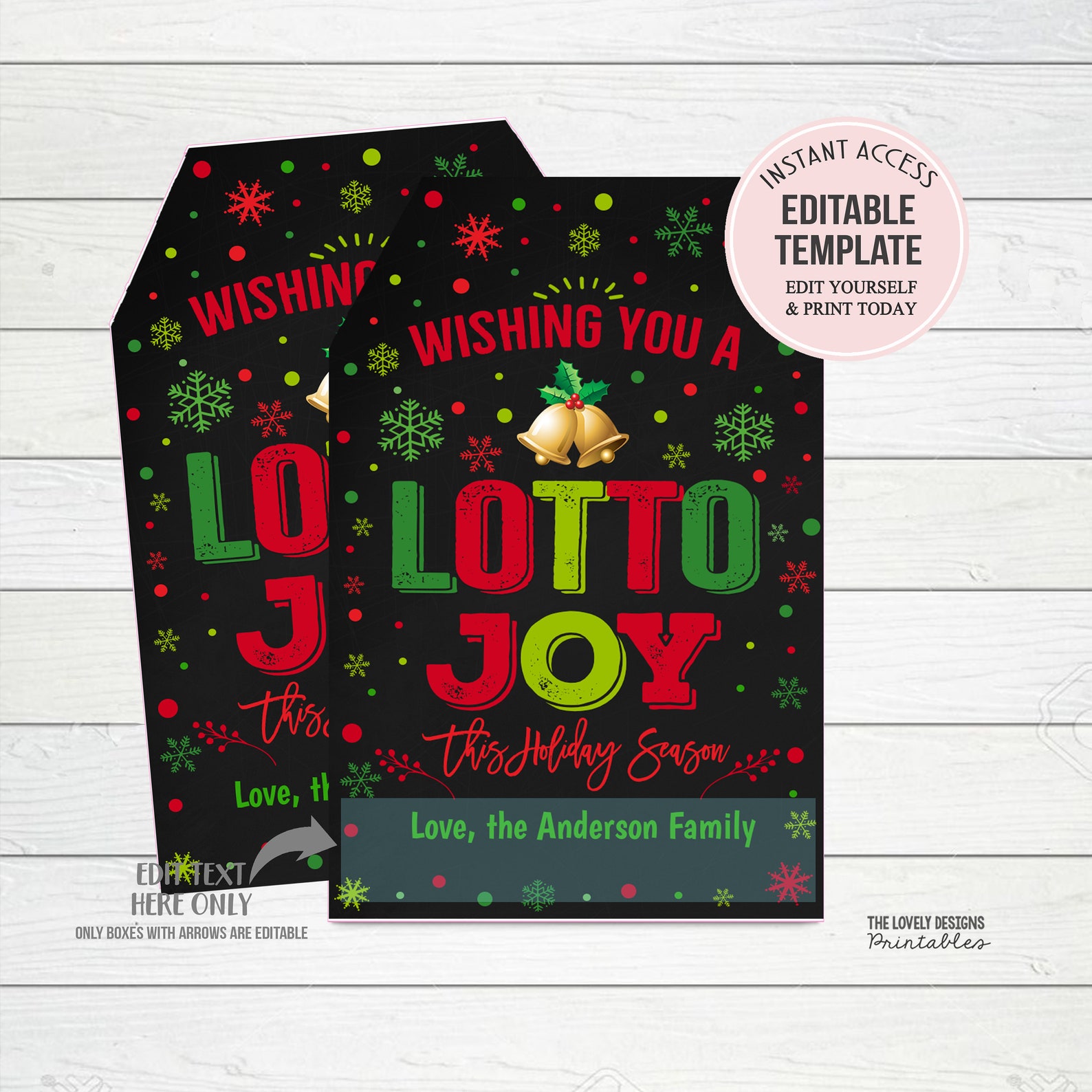 Christmas Lottery Gift Tag Printable Wishing You a Lotto Joy - Etsy