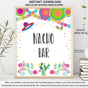 Nacho Bar Sign Fiesta Party Sign Mexican Cactus Baby Shower Fiesta ...