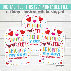 You Brighten My Day Valentine, Sunglasses Valentine's Day Gift Tags ...
