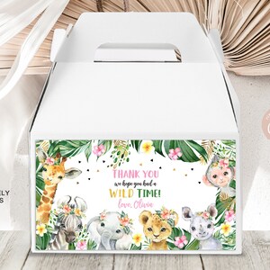 EDITABLE Jungle Gable Box Label Jungle Wild Time Treat Box Jungle Girl ...