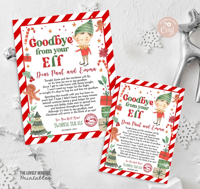 EDITABLE Elf Goodbye Letter Departure Goodbye From Your Elf Letter ...