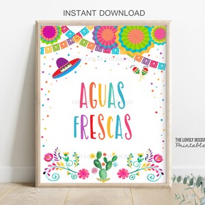 Fiesta Aguas Frescas Sign Fiesta Birthday Party Mexican Cactus Fiesta ...