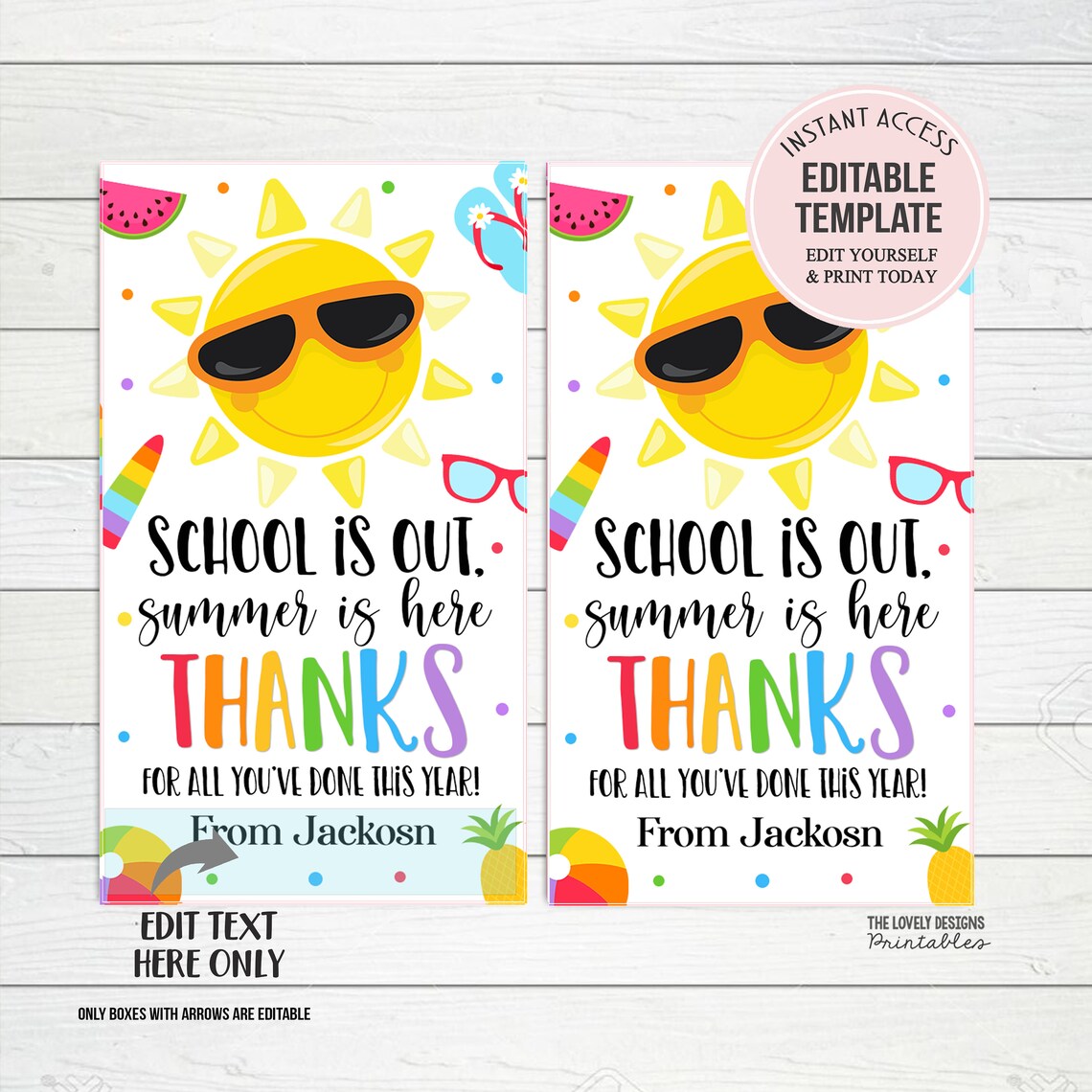 School is Out Summer is Here Thank You Gift Tag Teacher Appreciation ...