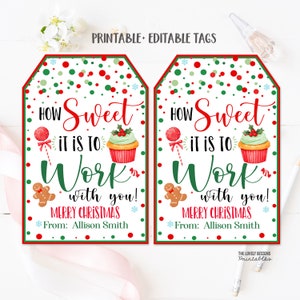 Christmas Coworker Gift Tags How Sweet It to Work With You Tag Coworker ...
