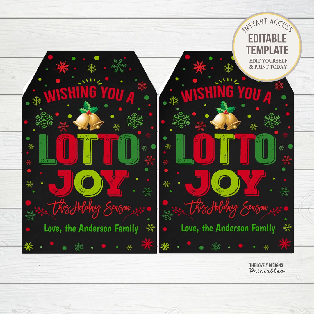 Christmas Lottery Gift Tag Printable Wishing You a Lotto Joy Teacher ...