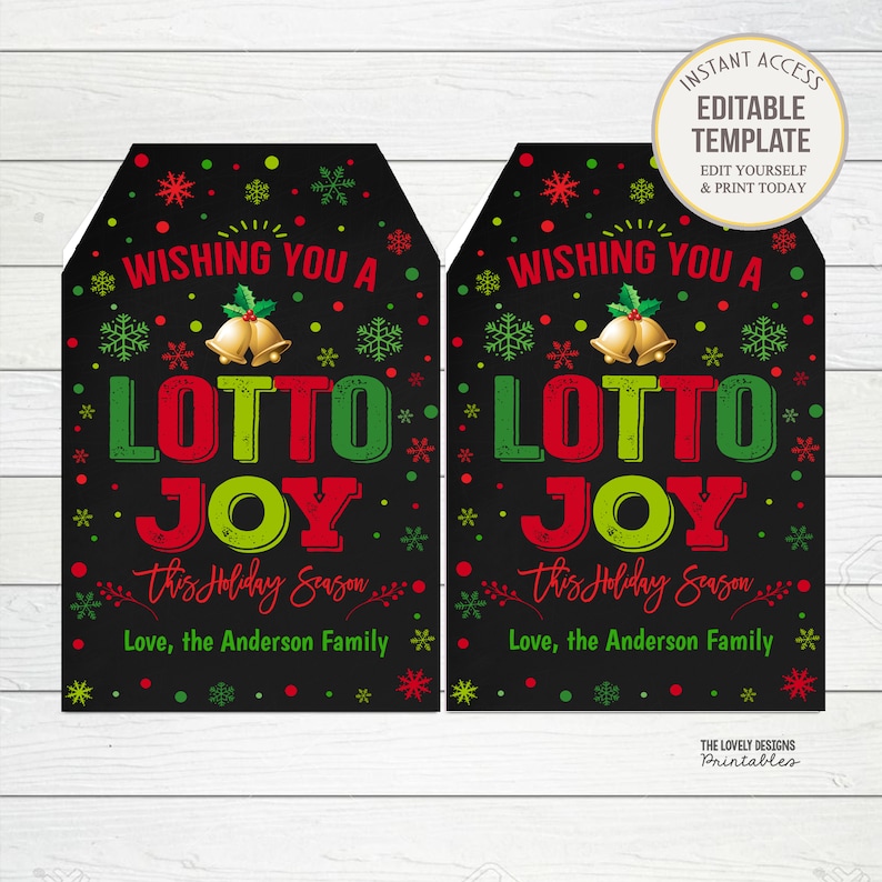 Christmas Lottery Gift Tag Printable Wishing You a Lotto Joy - Etsy