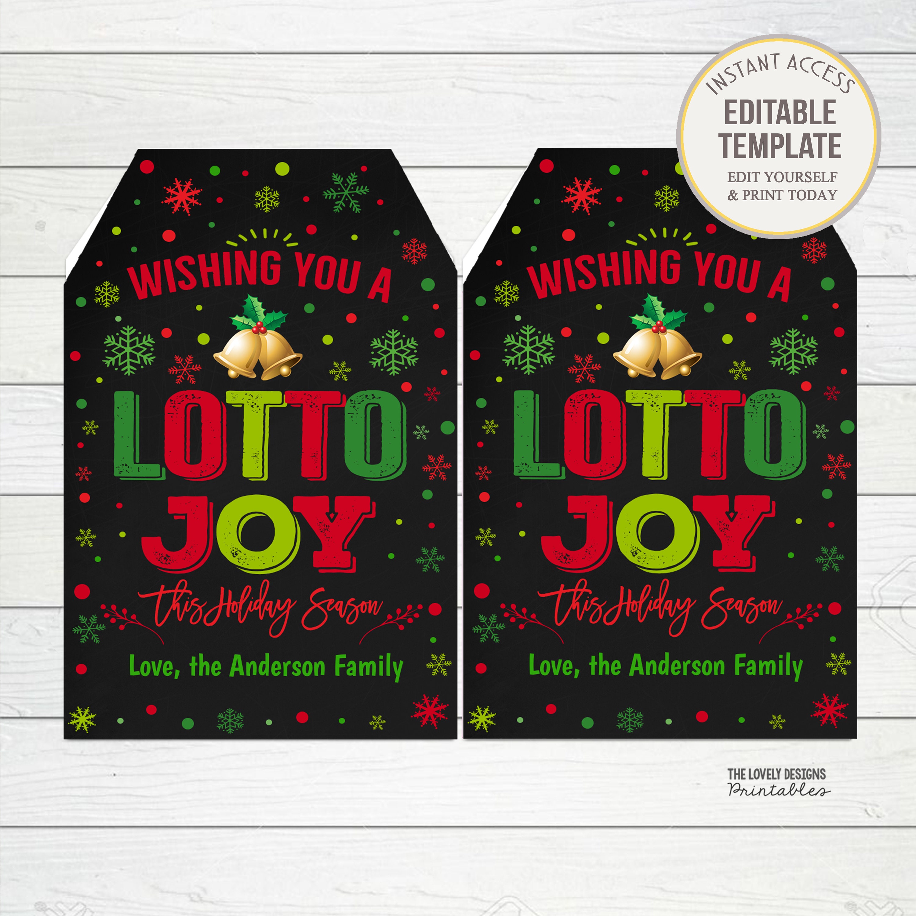 Christmas Lottery Gift Tag Printable Wishing You a Lotto Joy Teacher ...