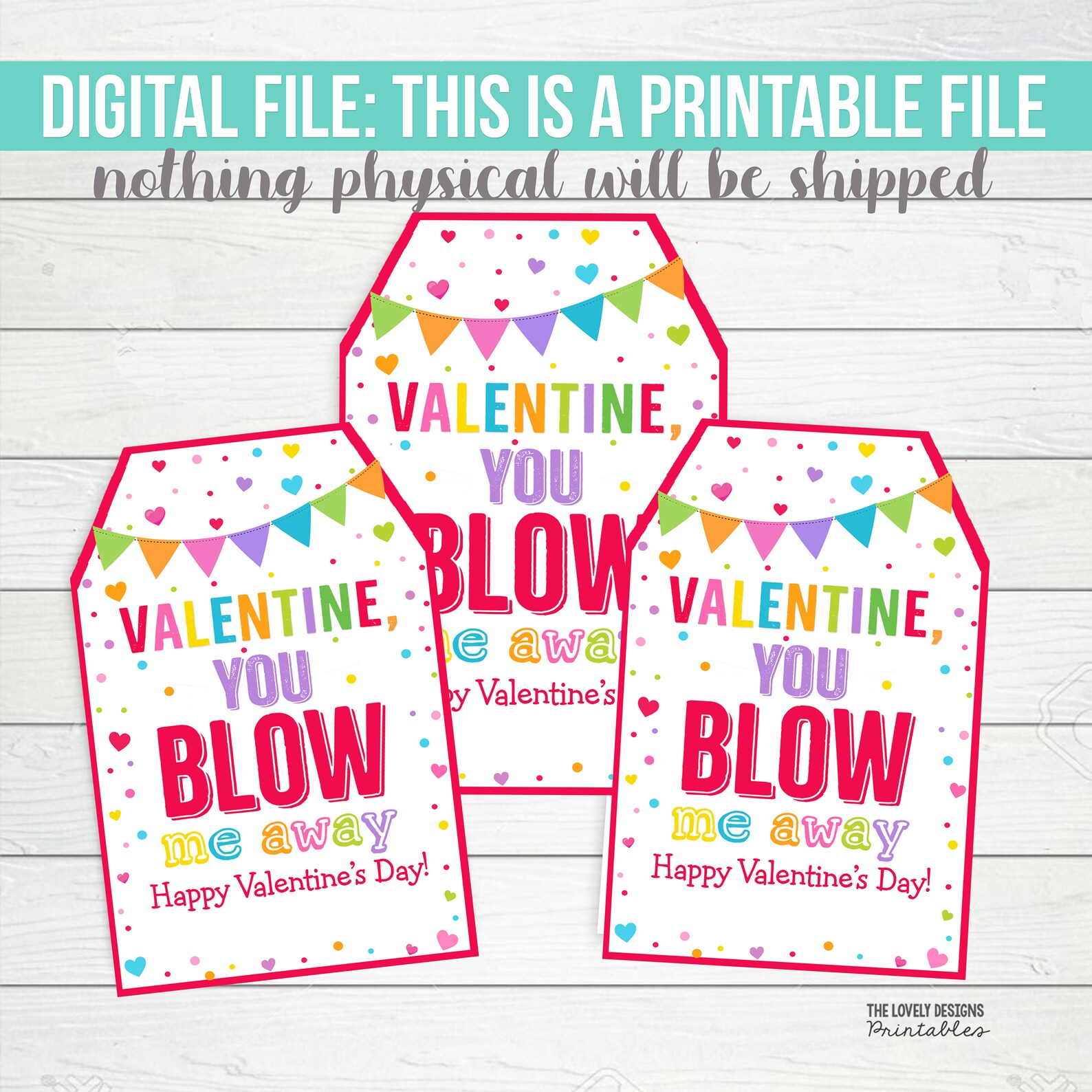 You Blow Me Away Valentine Gift Tag, Balloon Valentine Tags, Bubbles ...