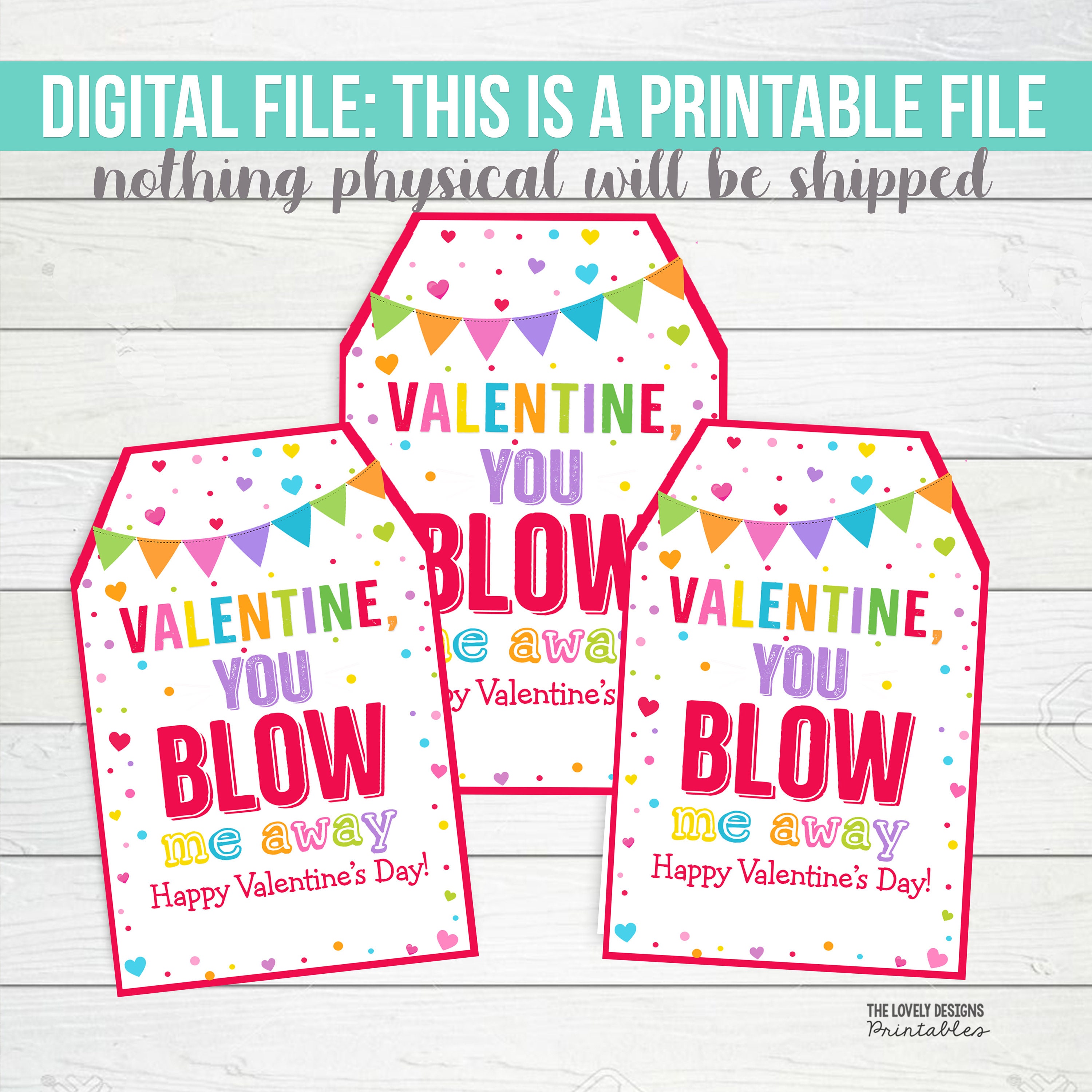 You Blow Me Away Valentine Gift tag Balloon Valentine Tags | Etsy
