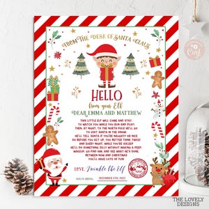 Editable Hello From Your Elf Letter Santa's Elf First Arrival Letter ...