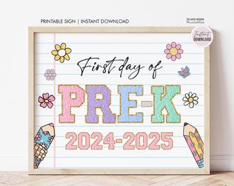FIRST DAY of PRE-K Sign | Digital Download | Printable - Etsy