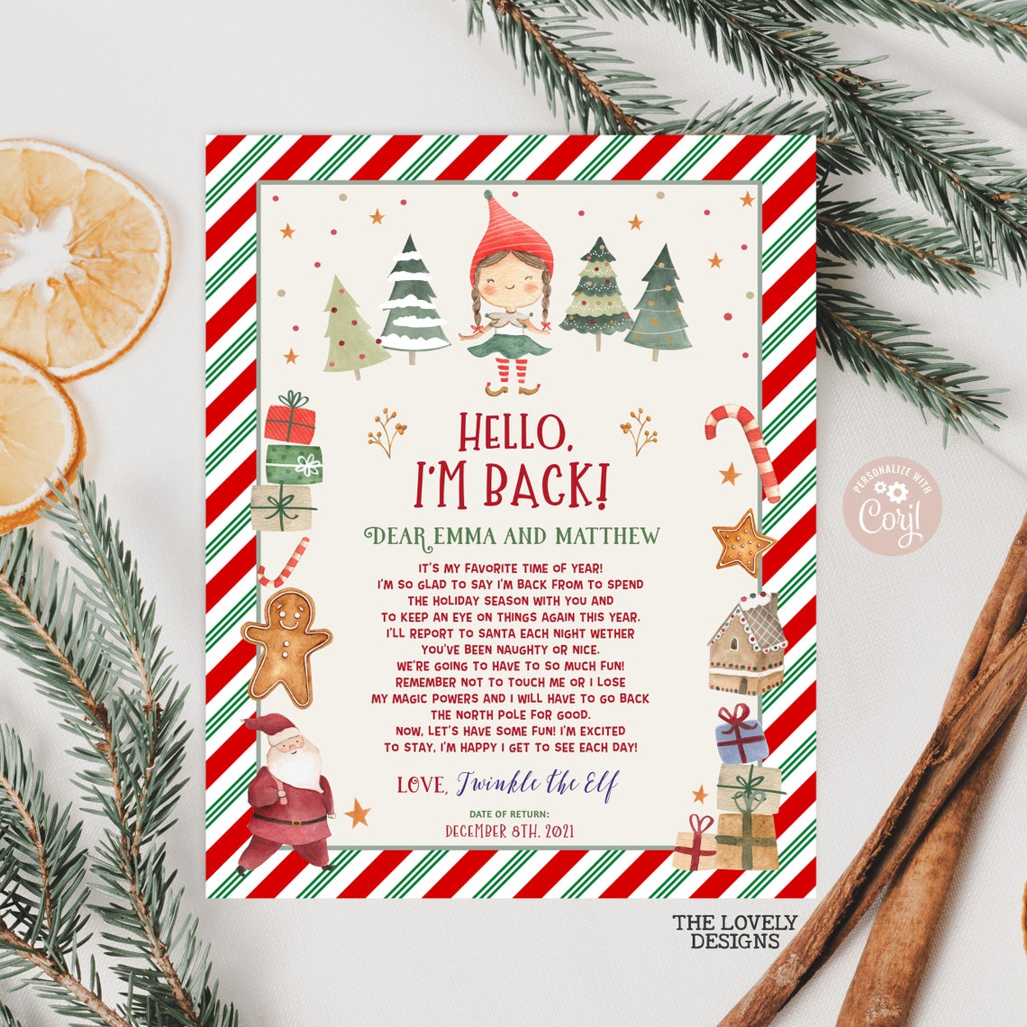 EDITABLE Girl Elf I'm Back Letter Elf Return Letter Elf - Etsy