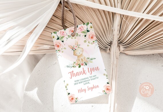EDITABLE Bunny Favor Tag Bunny Birthday Party Gift Tag Easter | Etsy
