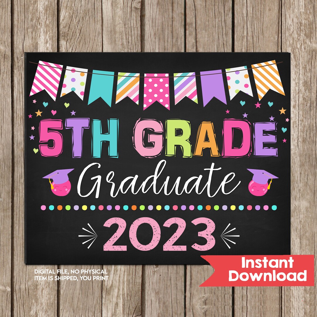 Girl 5TH Grade GRADUATION Sign Elementary School - Etsy
