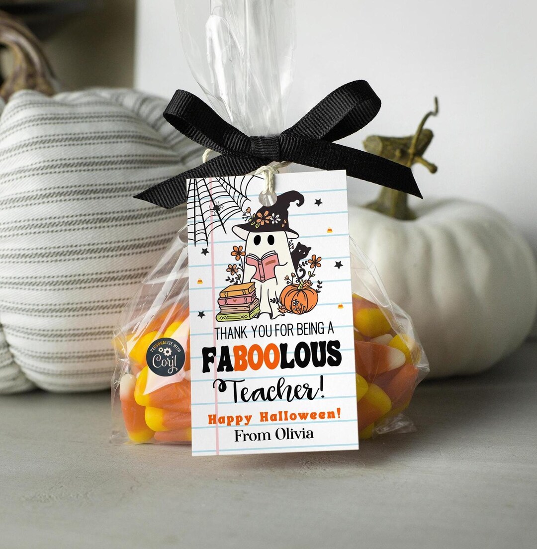 Faboolous Teacher Halloween Gift Tag Template, Printable Ghost Teacher ...
