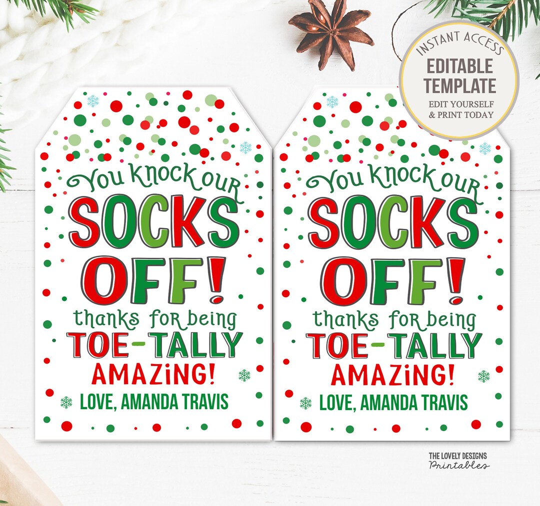 Christmas Sock Gift Tags Staff Toe-tally Amazing Teacher Staff Nurse ...