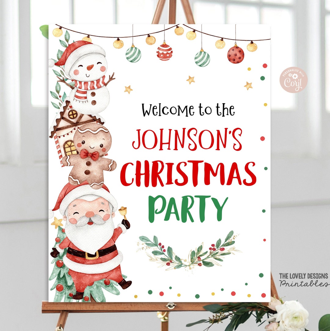 EDITABLE Christmas Welcome Sign Template Cute Santa Claus Sign ...
