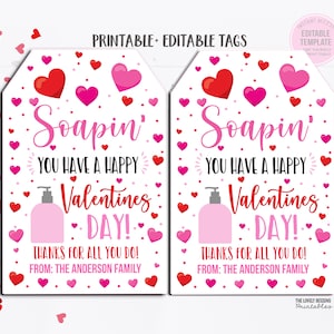 Valentine Soap Gift Tag, Soapin' Valentine's Day Tag, Teacher Staff ...
