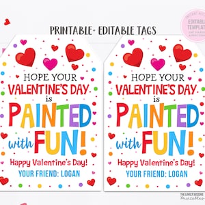 Valentine Painted With Fun Tag, Painting Palette Paint Non-candy ...