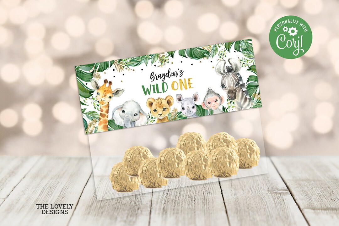 EDITABLE Treat Bag Topper Jungle Wild One Jungle Birthday Party Jungle ...