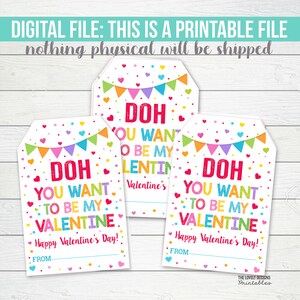 Doh You Want to Be My Valentine, Play Dough Valentine Tag, Playdough ...