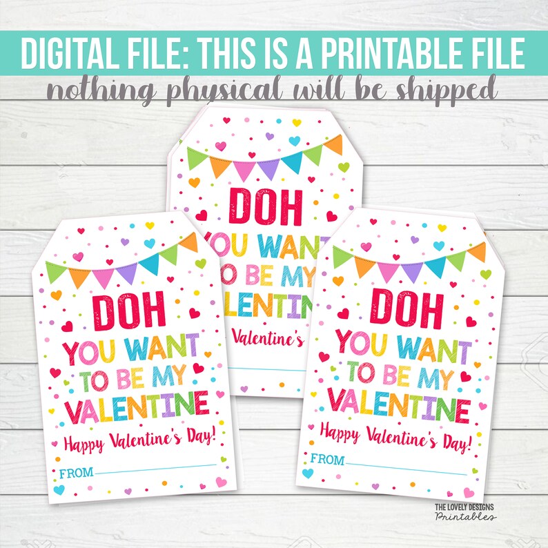 Doh You Want to Be My Valentine Play Dough Valentine Tag - Etsy