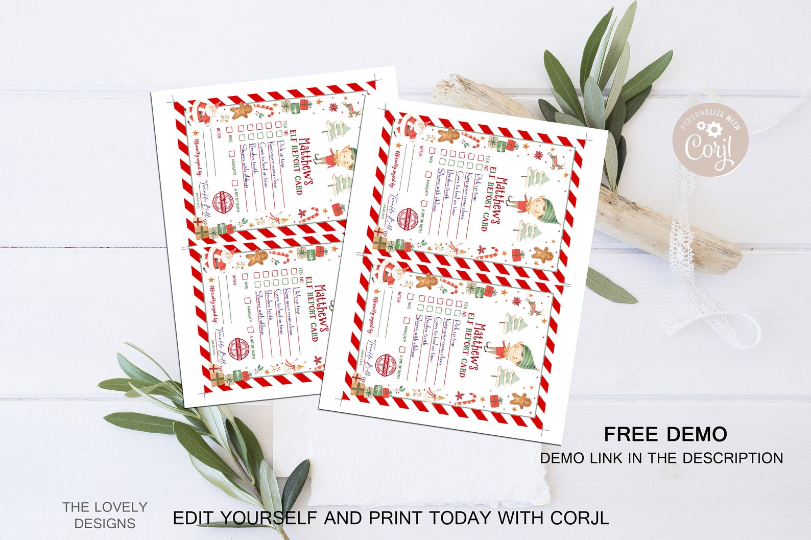 EDITABLE Elf Report Card Christmas Elf Boy Report Card Santa Claus Elf ...