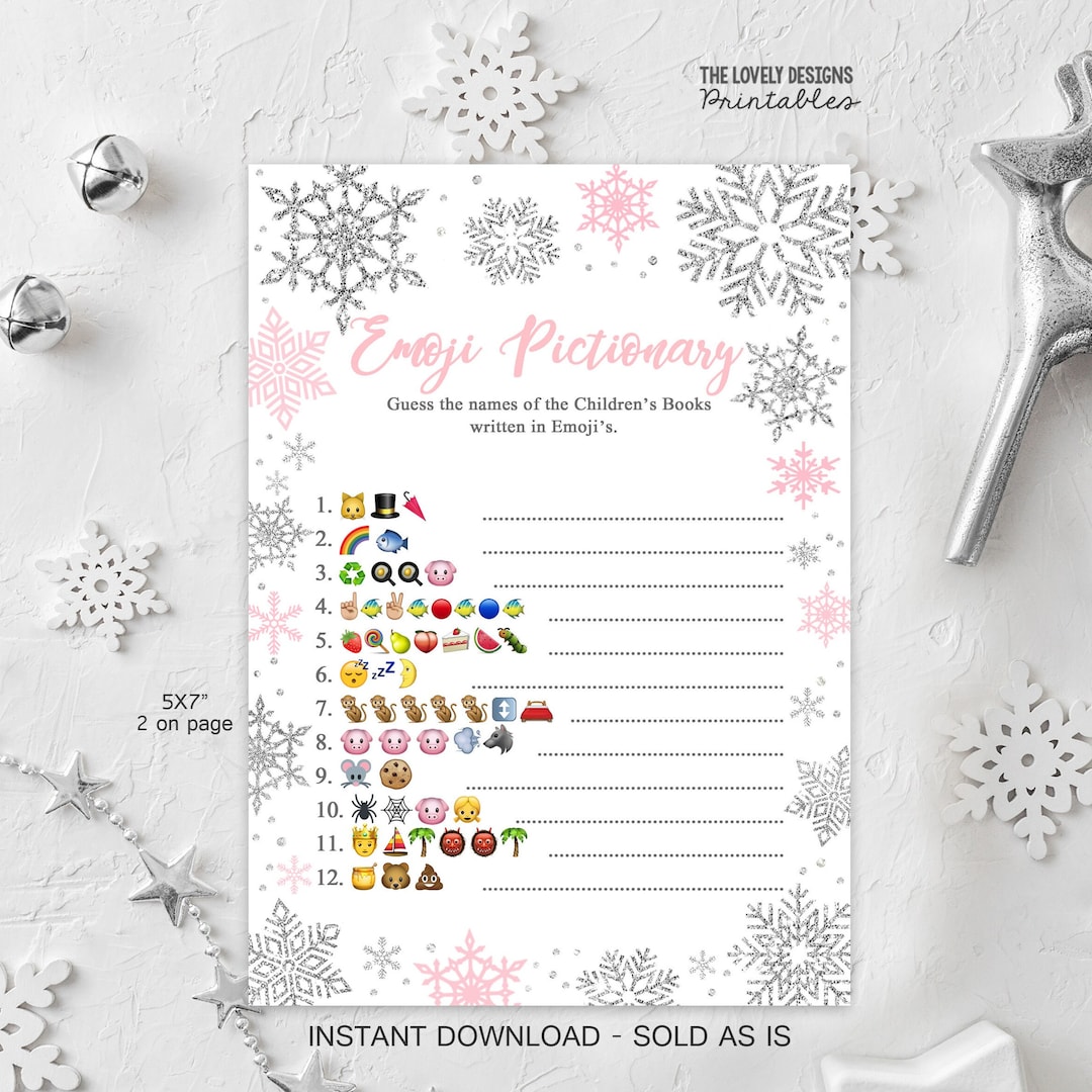 Winter Emoji Pictionary Game Children's Books Emoji Game Snowflakes ...