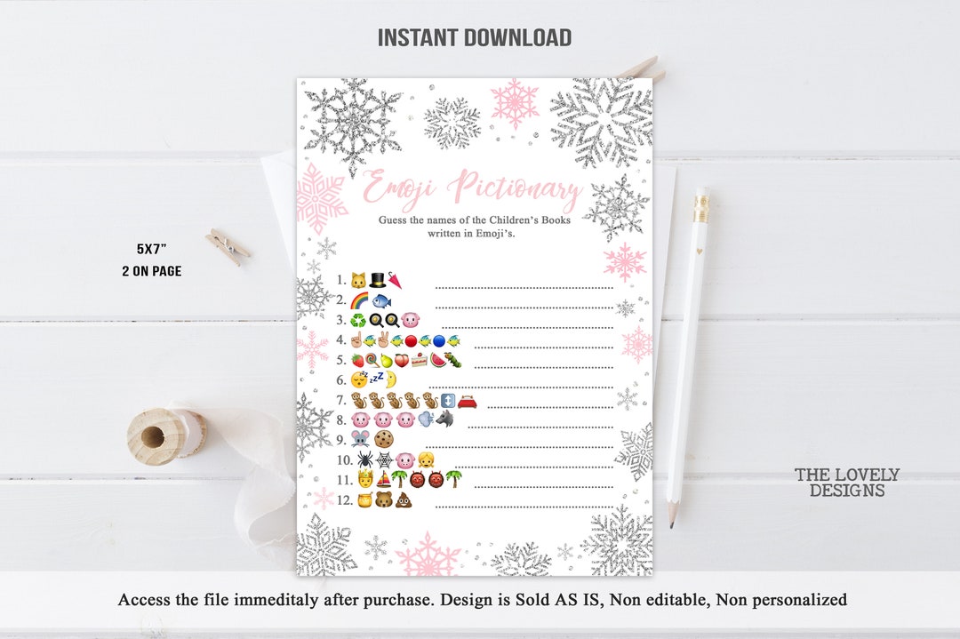 Winter Emoji Pictionary Game Children's Books Emoji Game - Etsy