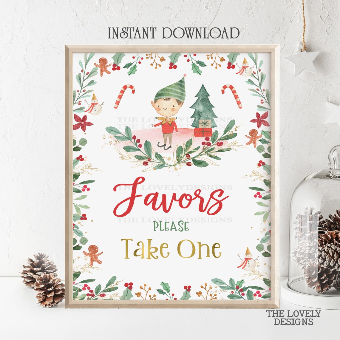 Elf Favors Please Take One Sign Christmas Winter Elf Boy Birthday Party ...