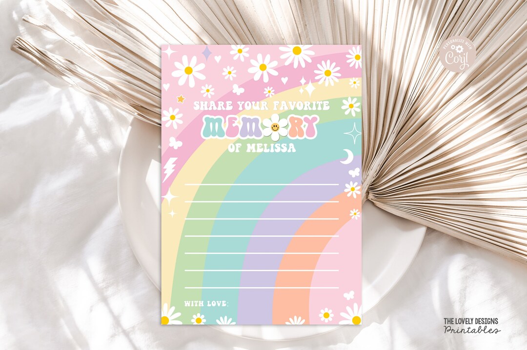 EDITABLE Share a Memory Card Template Favorite Memory Groovy Birthday ...