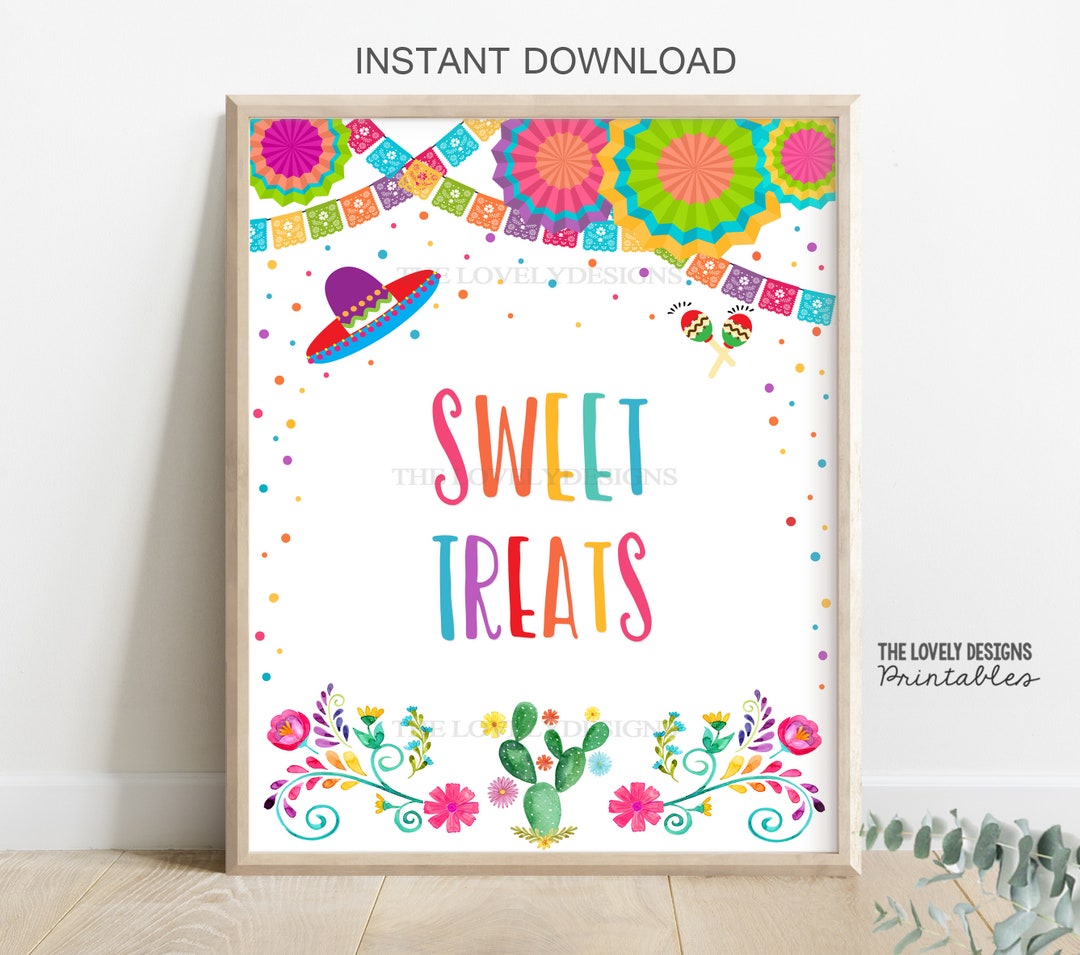 Fiesta Sweet Treats Sign Fiesta Birthday Mexican Cactus Bridal Baby ...