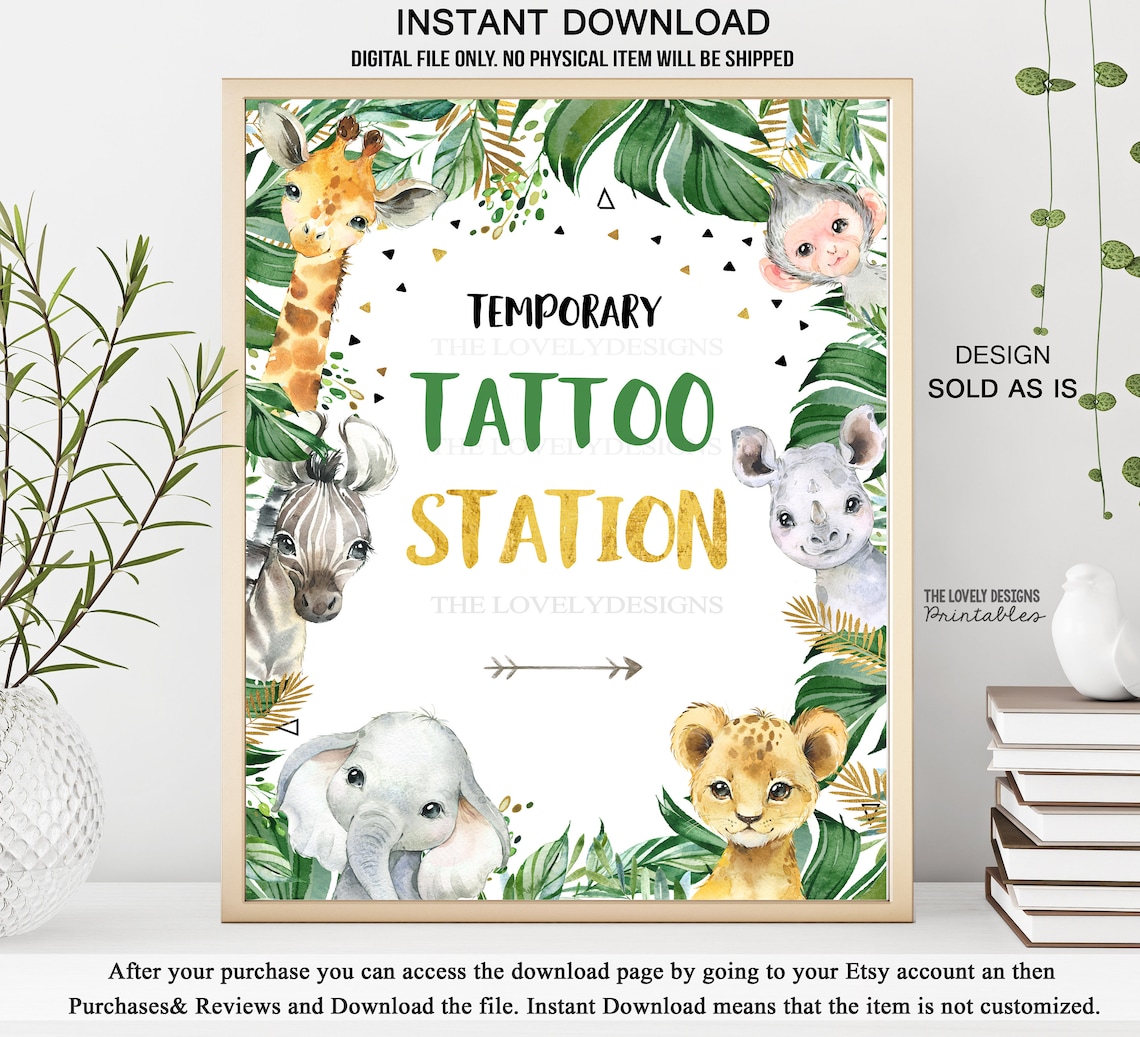 Jungle Tattoo Station Sign Jungle Temporary Tattoo Print - Etsy